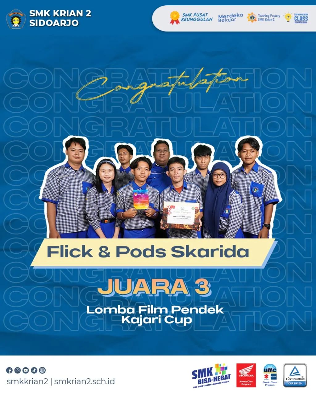 Selamat dan Sukses kepada Ekstra Kurikuler Flick & Pods Skarida Meraih ...